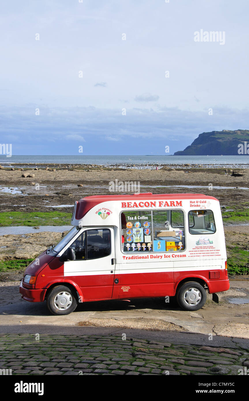 Beacon Farm ice cream van, Robin Hoods Bay, North Yorkshire, England ...