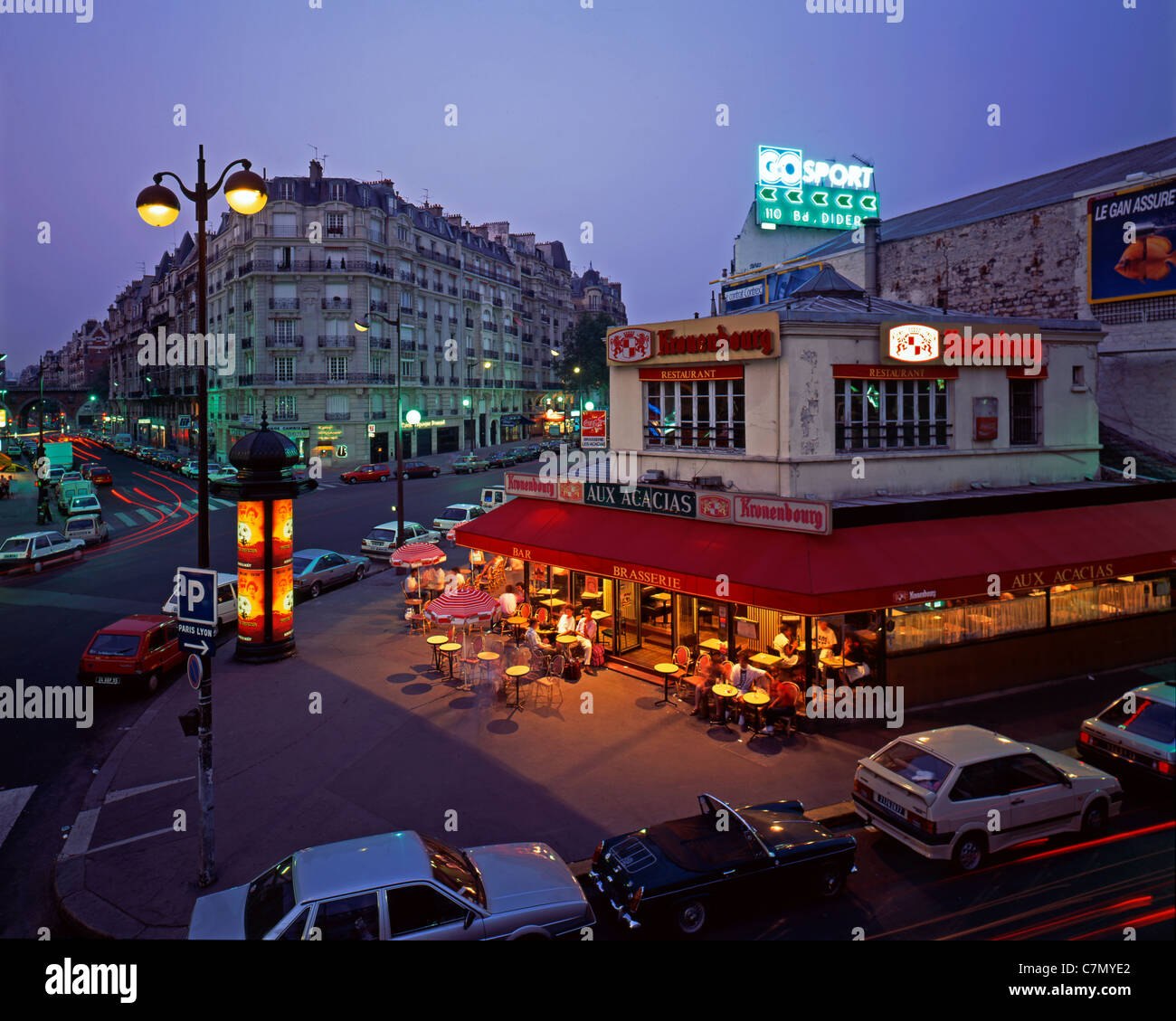 Cafe restaurant, Evening View Stock Photo - Alamy