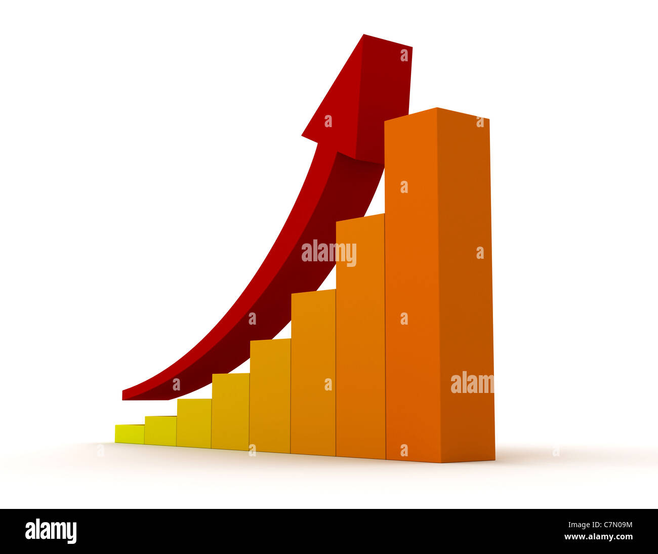 3d render of growth column chart Stock Photo - Alamy