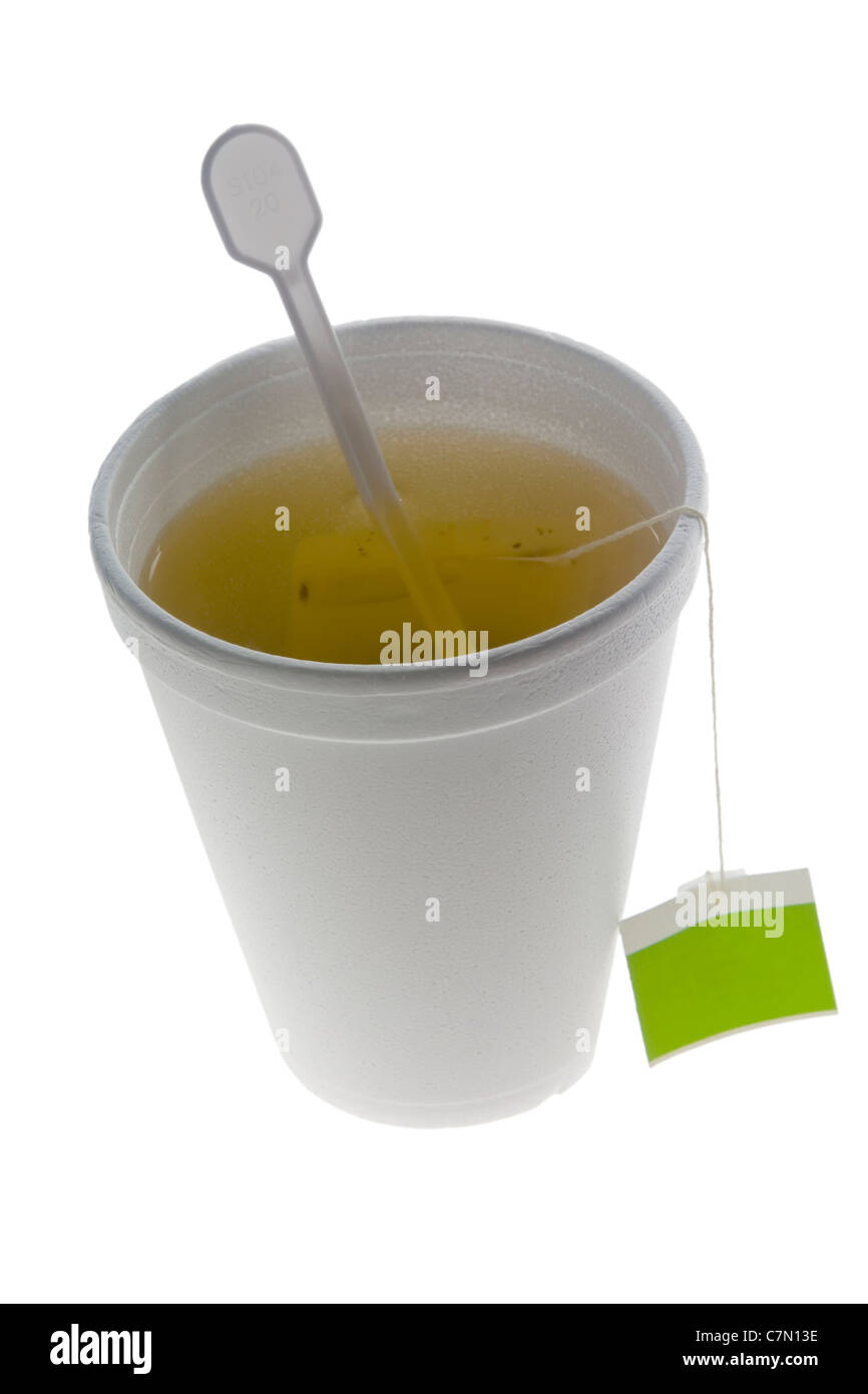 Tea in a disposable cup isolated on white background Stock Photo - Alamy