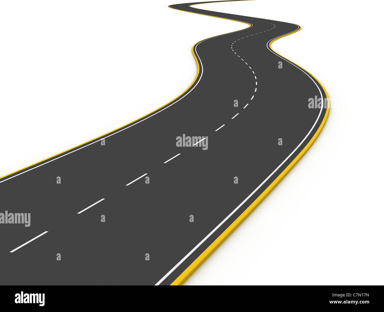3d render asphalt road over white background Stock Photo - Alamy