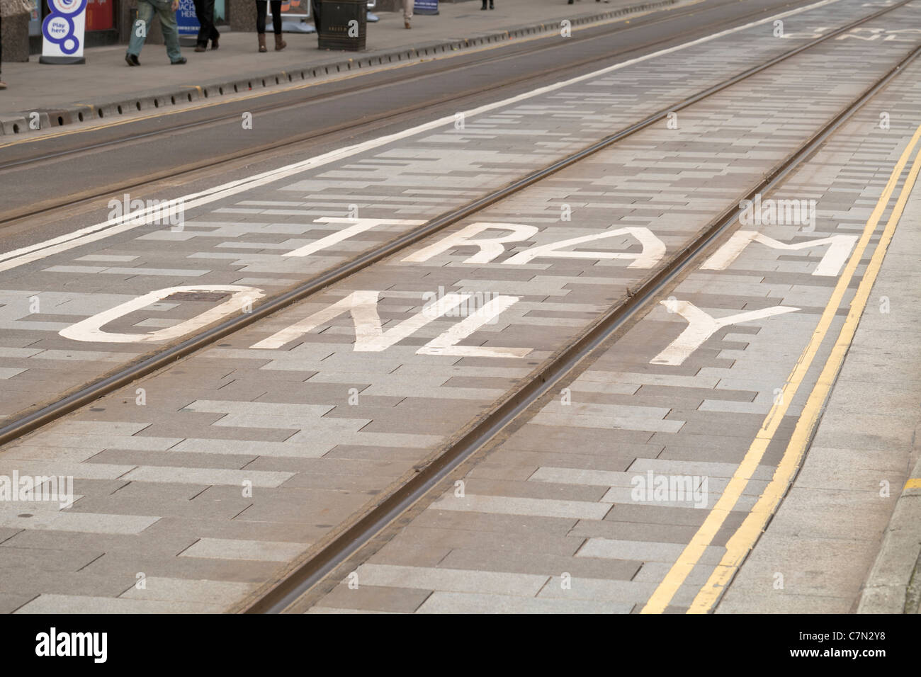 Metrolink tram track in Manchester, UK Stock Photo - Alamy