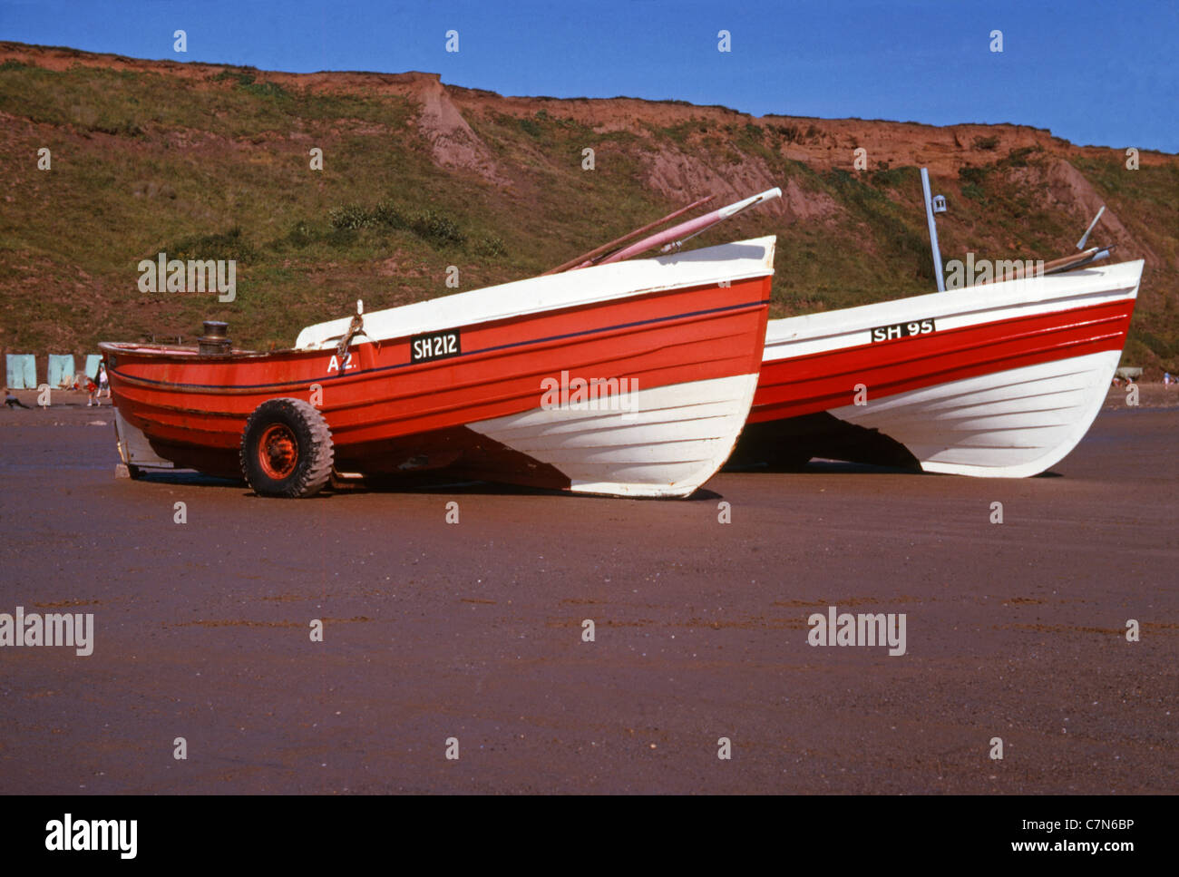 Fishing boats on the beach, Filey, Yorkshire, England Stock Photo - Alamy