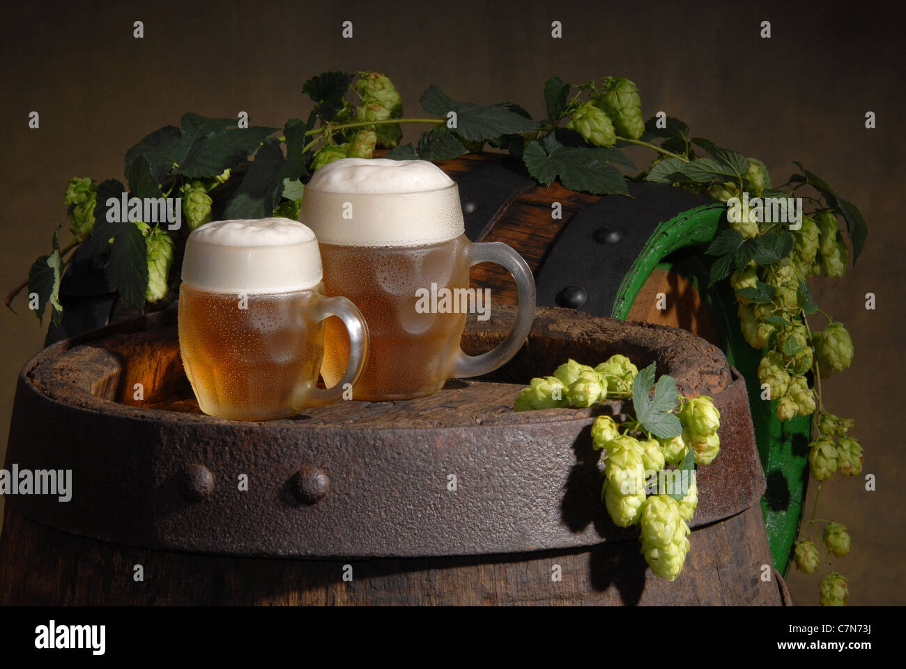 still life with beer and hops Stock Photo - Alamy