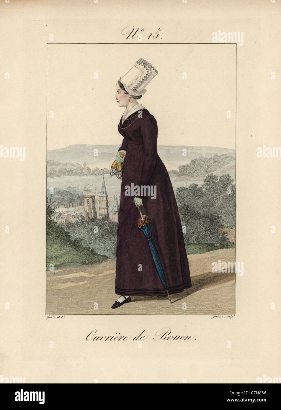 Tradeswoman of Rouen wearing a bonnet called a bavolet Stock Photo - Alamy