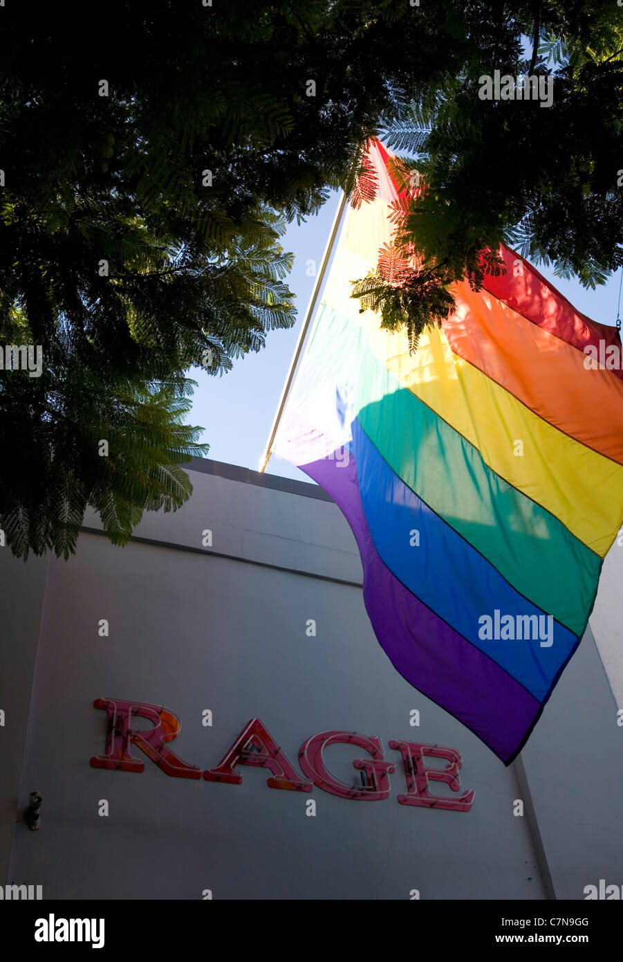 Rage Bar on Santa Monica Bl in West Hollywood - LA Stock Photo - Alamy