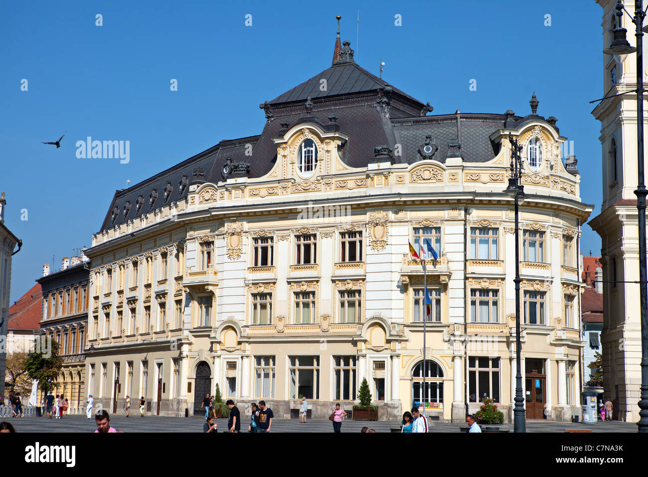 Sibiu City Hall on the Piata Mare , Romania Stock Photo - Alamy
