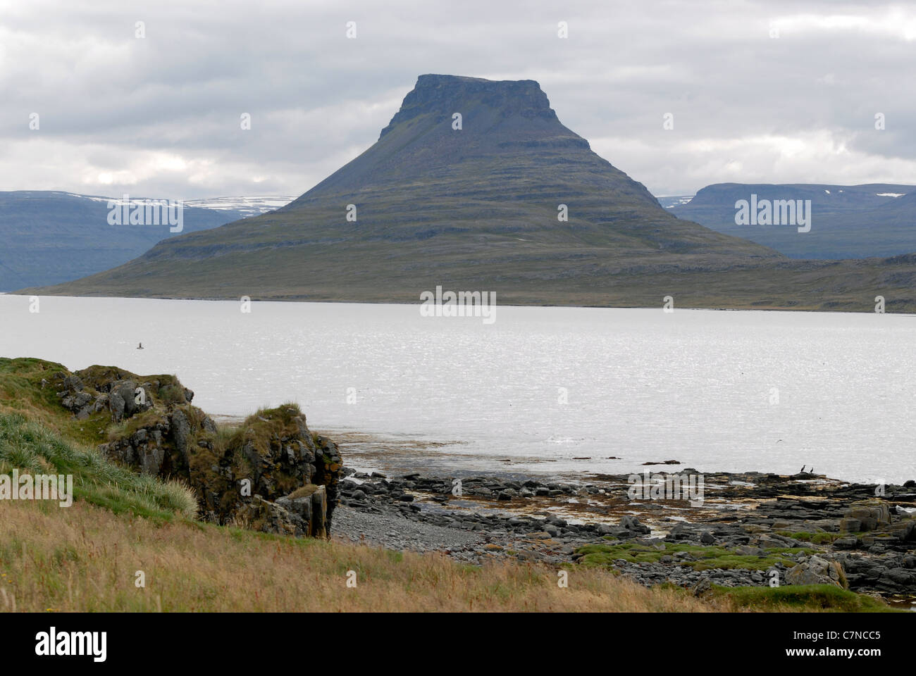 Hestur, seen from Vigur Island, Vestfirðir (Westfjords), Iceland Stock ...