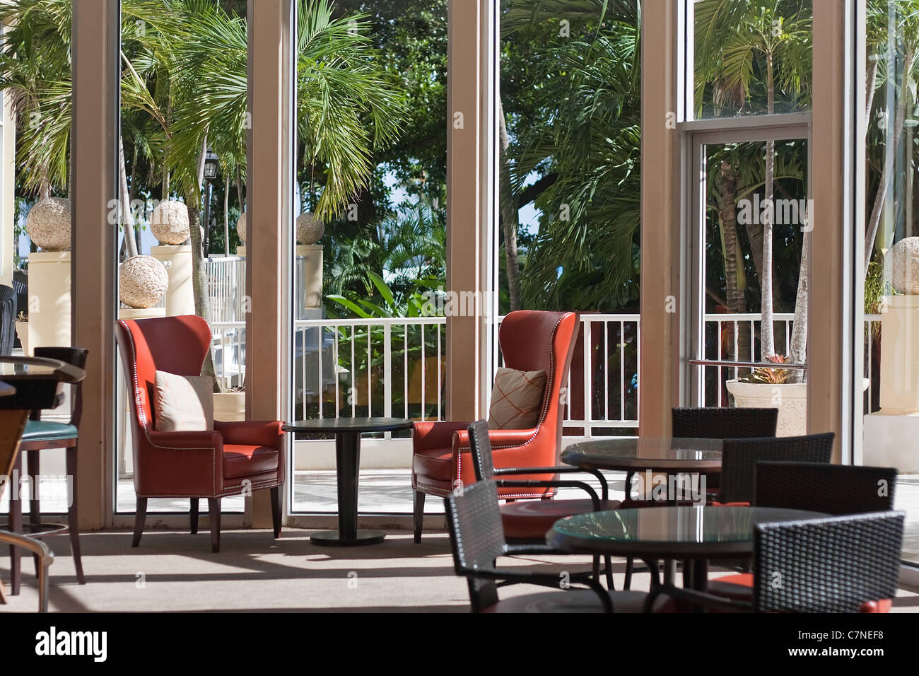 Furniture and room room in interior windows and tables hi-res stock ...