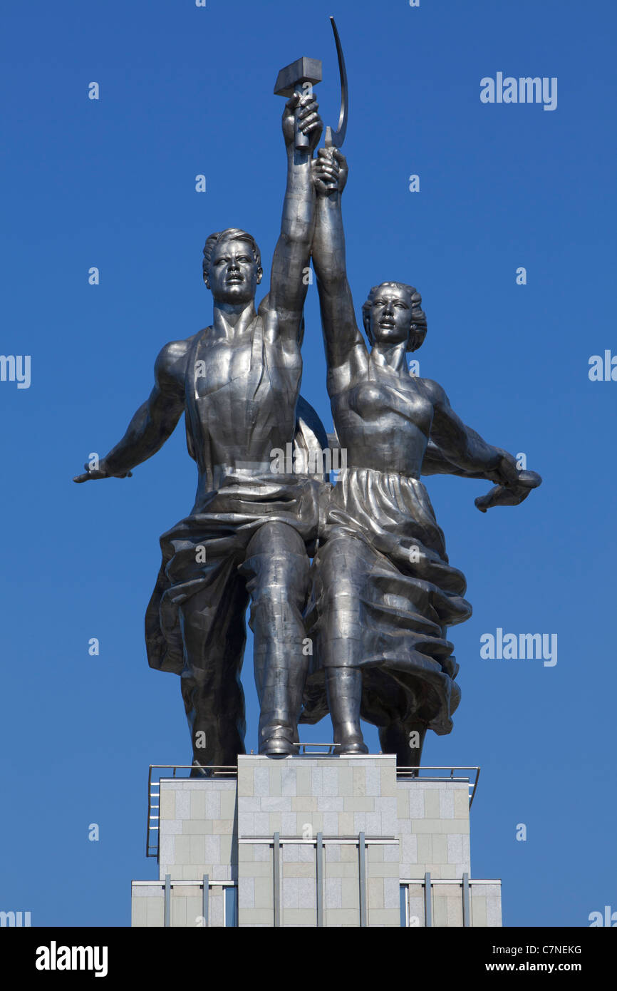 Worker and Collective Farmer monument (logo of the Mosfilm studio) in ...