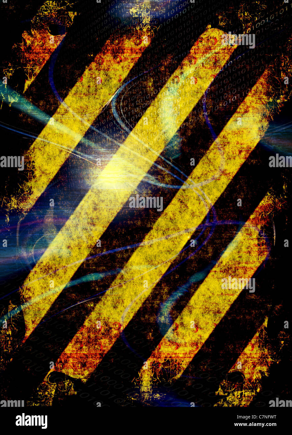 A hazard stripes texture with extreme grunge effects Stock Photo - Alamy
