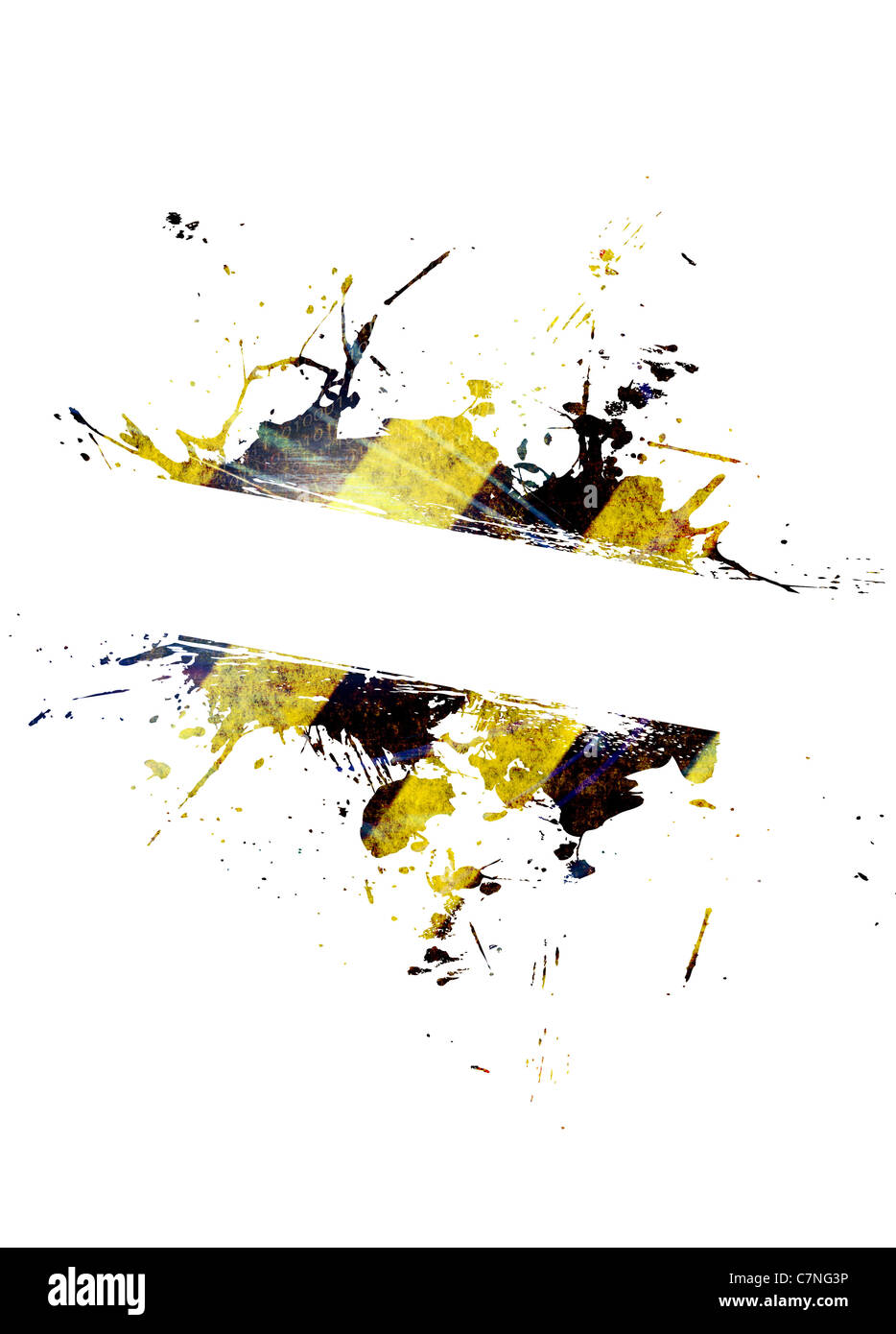 A hazard stripes paint splatter frame in black and yellow Stock Photo ...