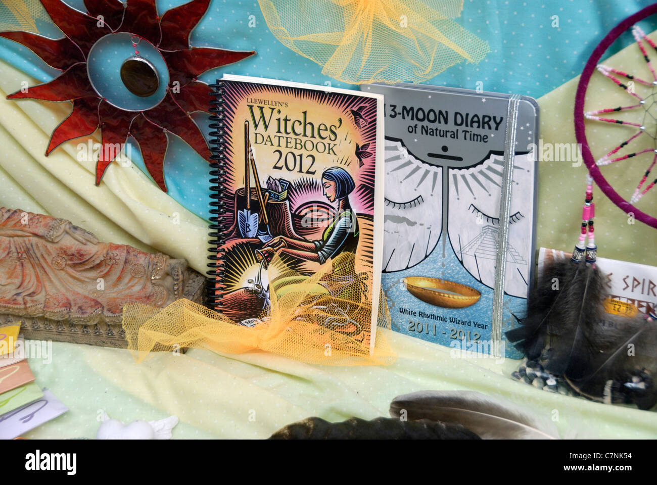 ‘New Age’ shop window display featuring a witches’ diary, London ...