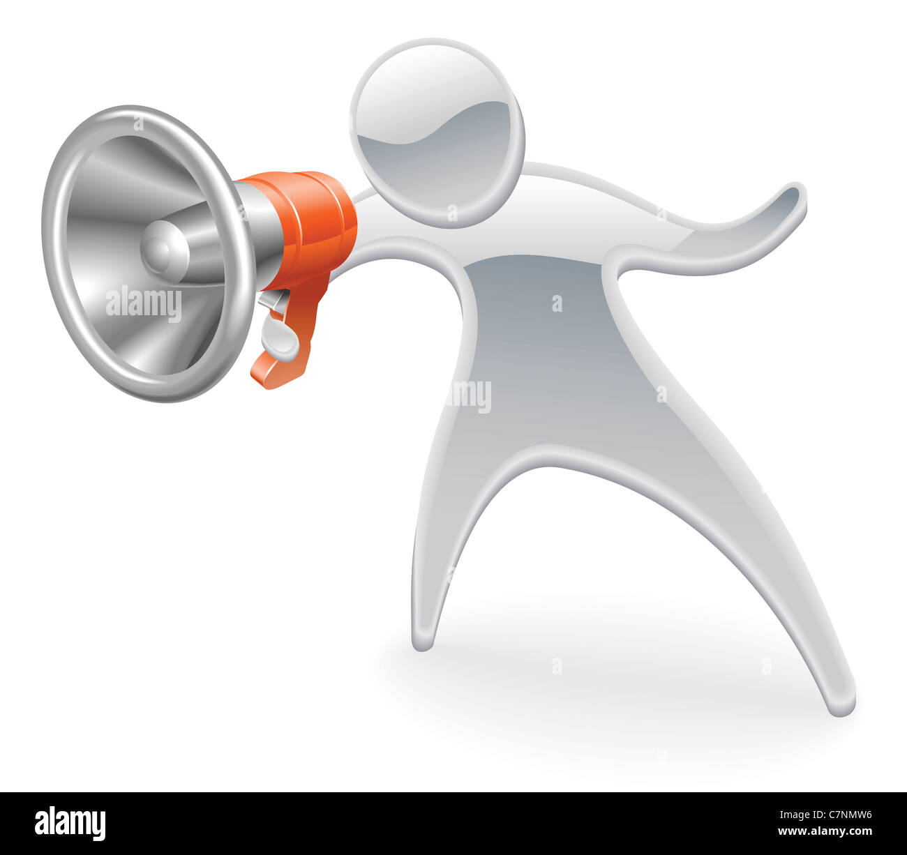 Metallic cartoon mascot character megaphone concept Stock Photo - Alamy