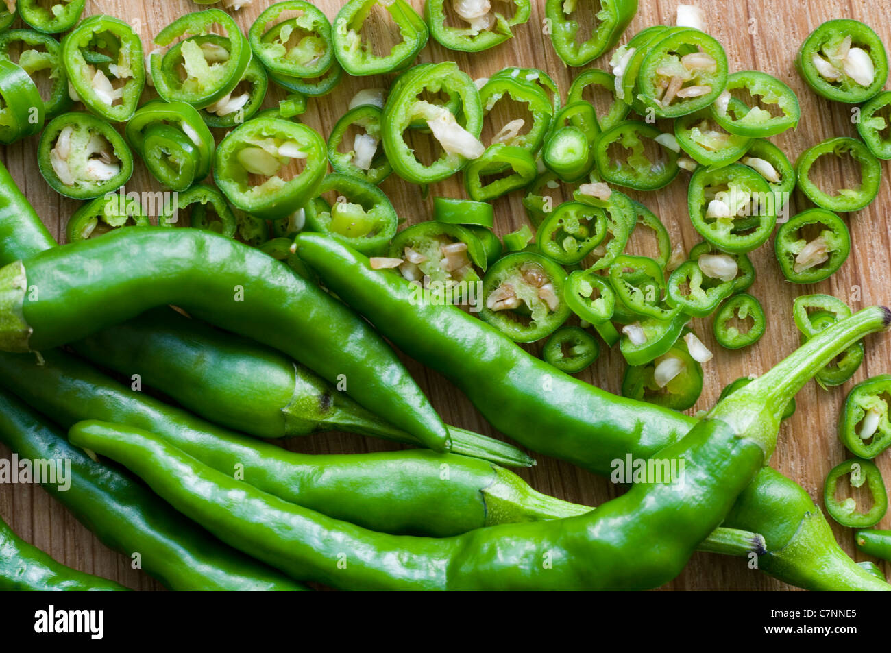Green chilli pepper slices hi-res stock photography and images - Alamy