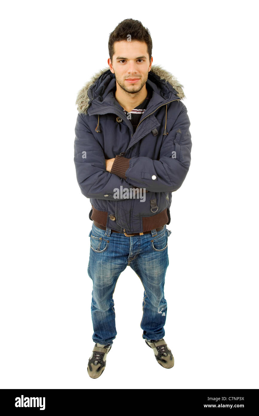 young casual man full body in a white background Stock Photo - Alamy