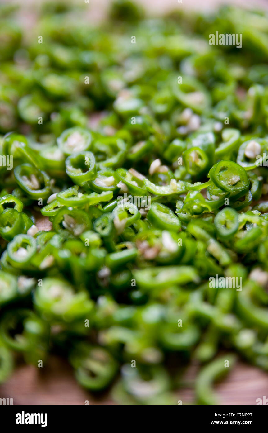 Green chilli sliced hi-res stock photography and images - Alamy