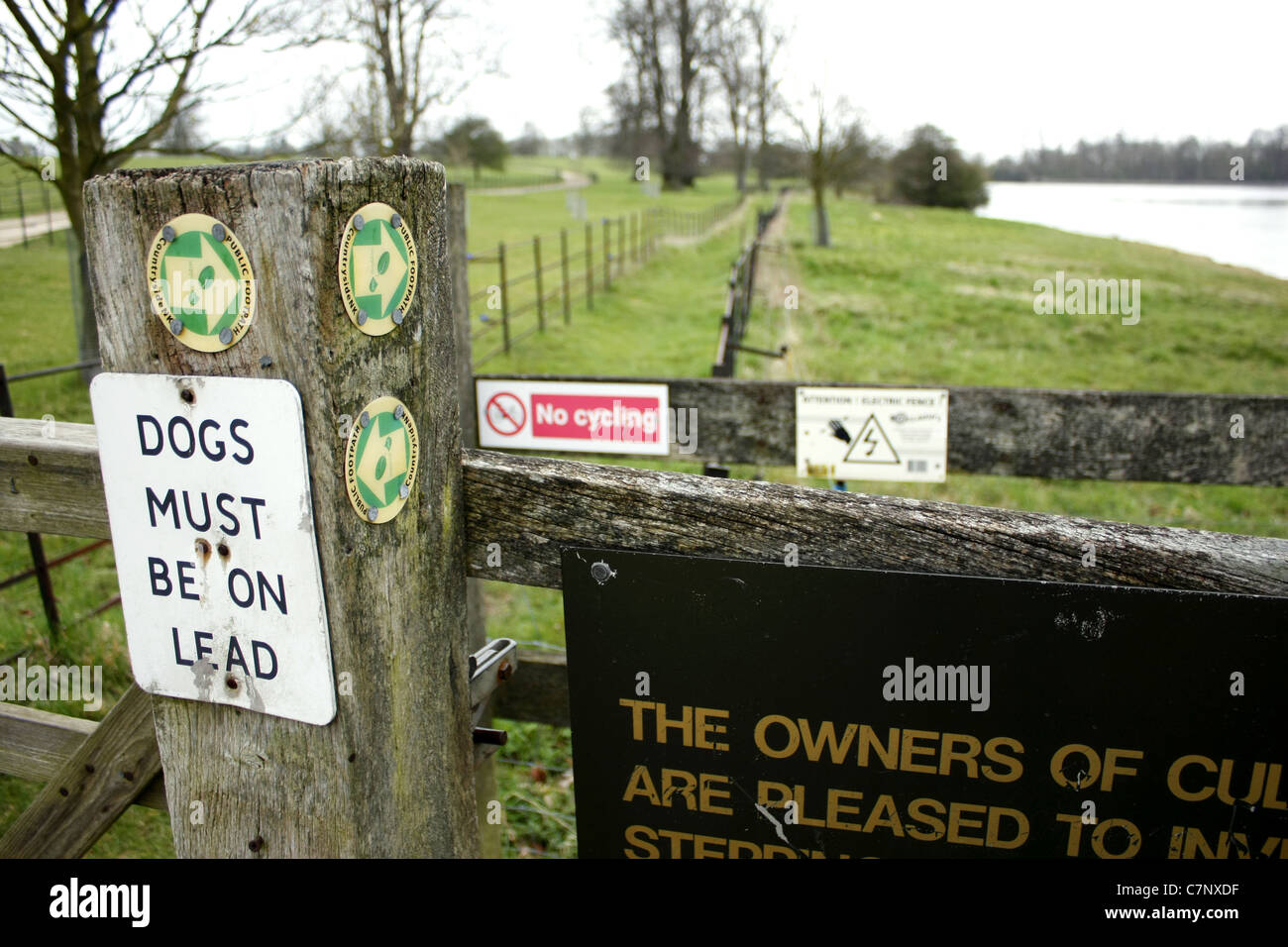 Lots of signs on a walk in Lincolnshire, UK Stock Photo - Alamy