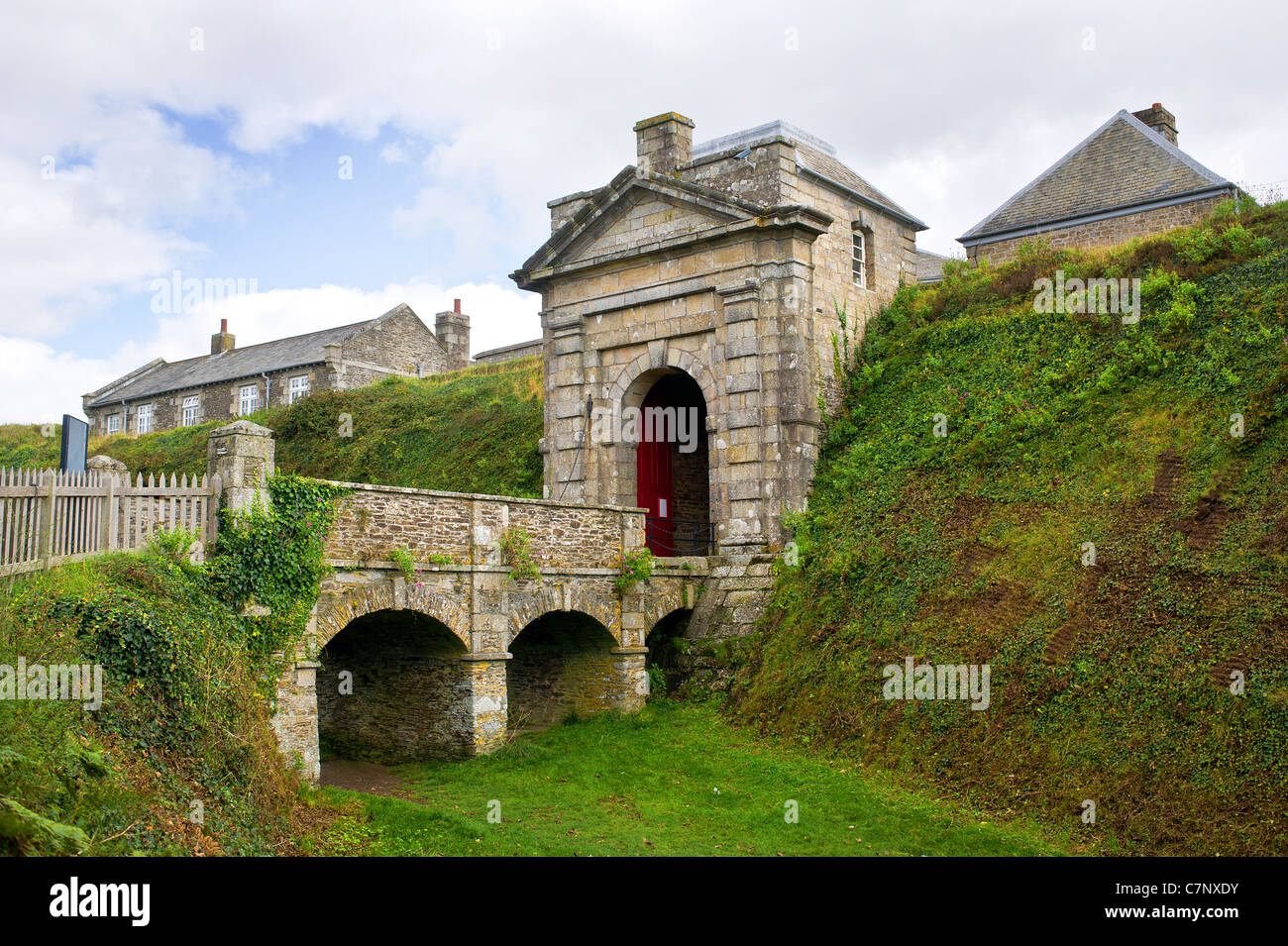 The Gatehouse and Guard Barracks for Pendennis Castle in Cornwall Stock ...