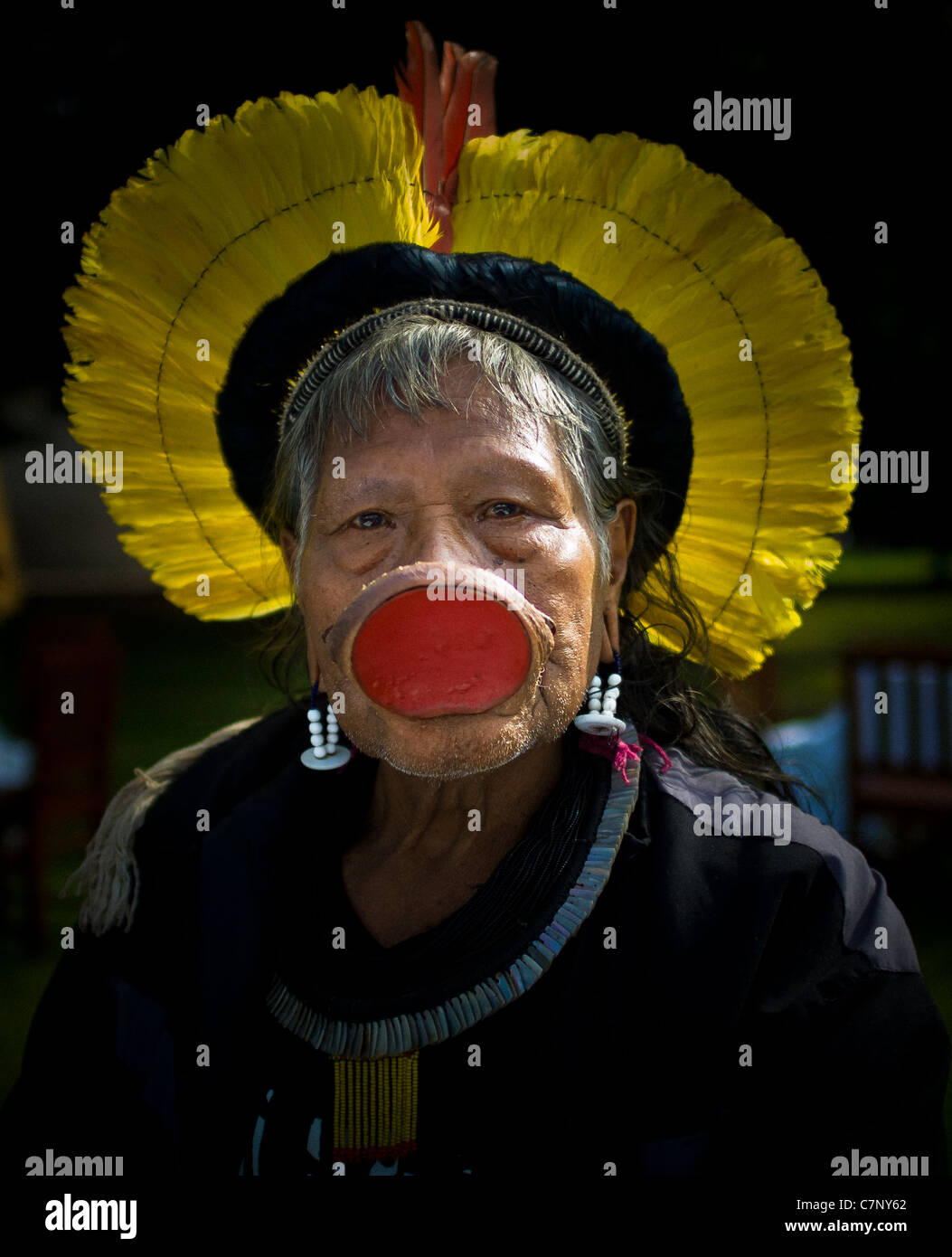 Indian Chief Raoni at the "Chateau de Cheverny", Portrait of Indian ...