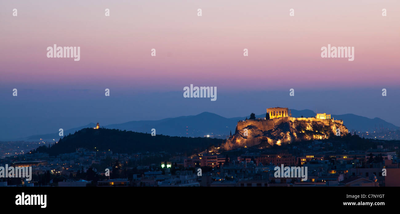 Night view of Acropolis in Greece, Athens Stock Photo - Alamy