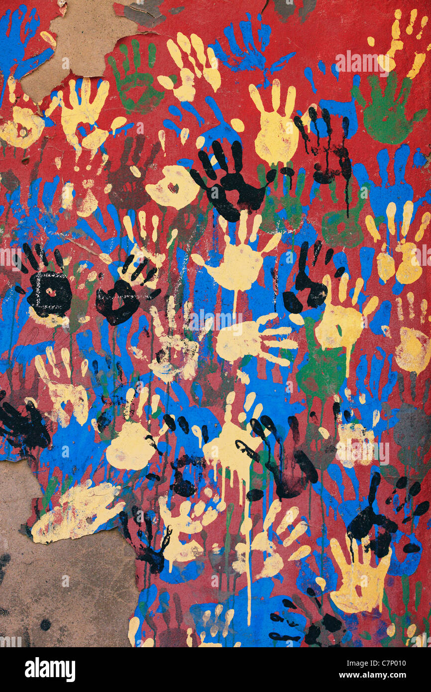 Colored handprints hi-res stock photography and images - Alamy