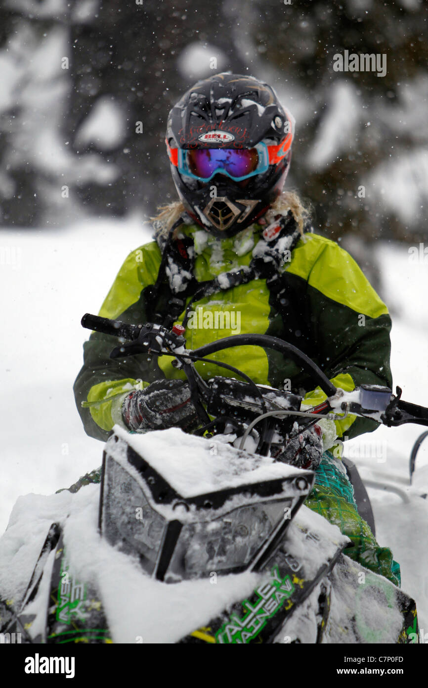 extreme snowmobile riding Stock Photo - Alamy