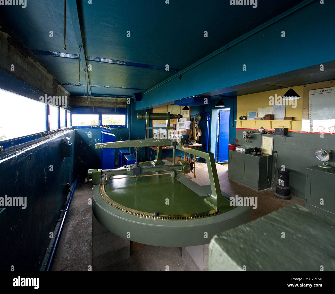 The interior of the Battery Observation Post at Pendennis Castle in ...