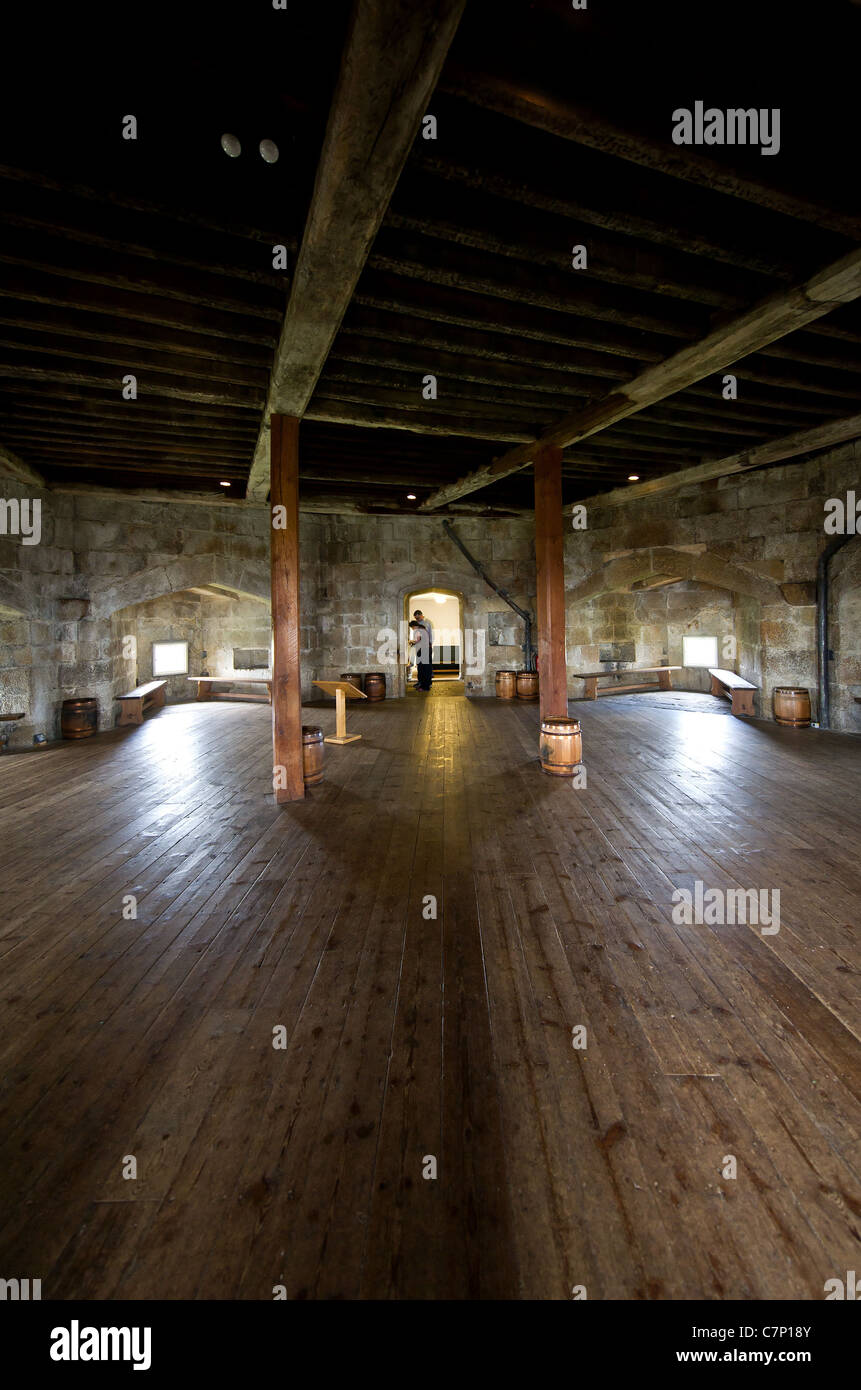 The interior of the lower gun room in the gun tower of Pendennis Castle ...
