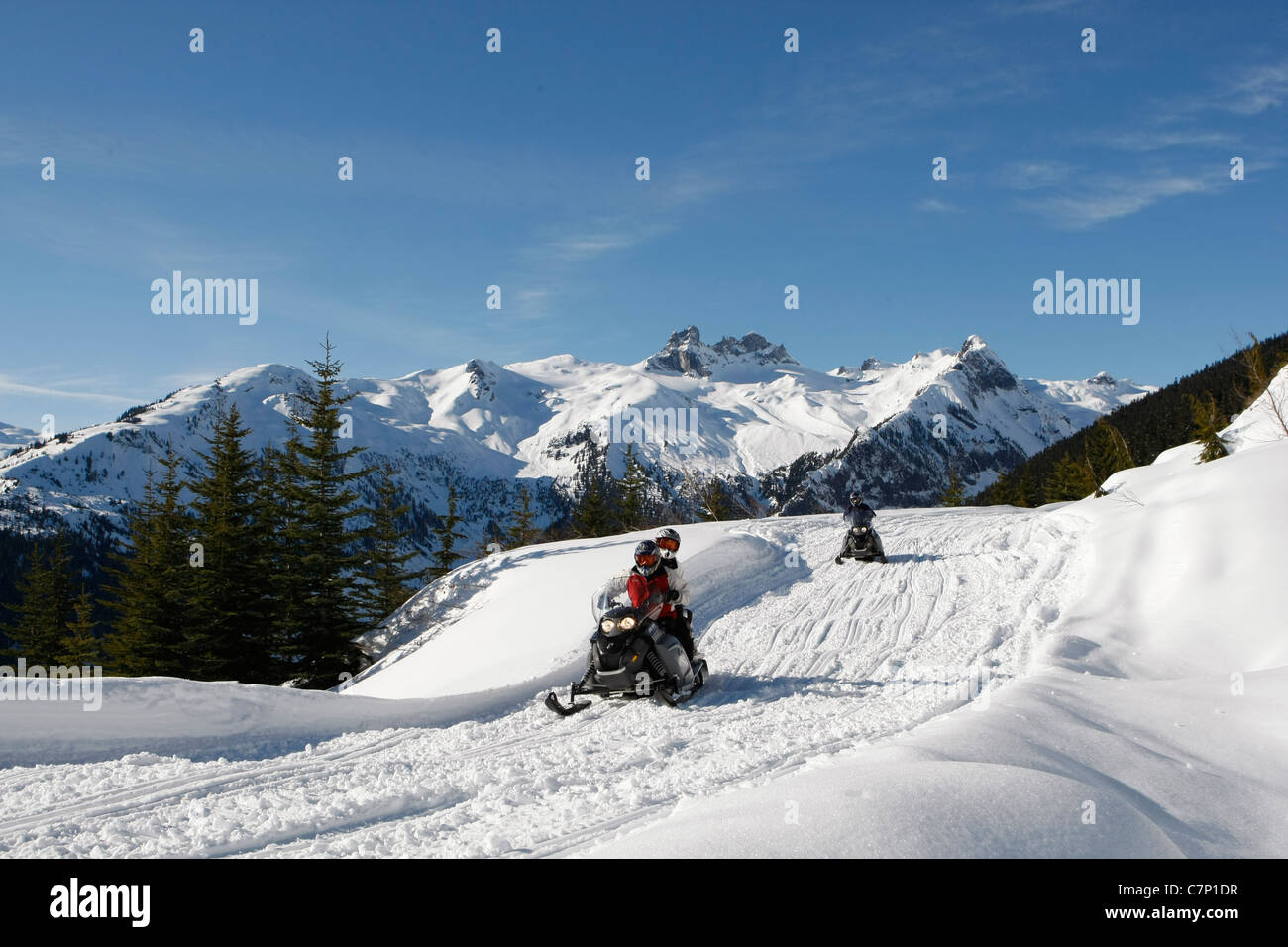 snowmobile tour in Whistler British Columbia Stock Photo - Alamy