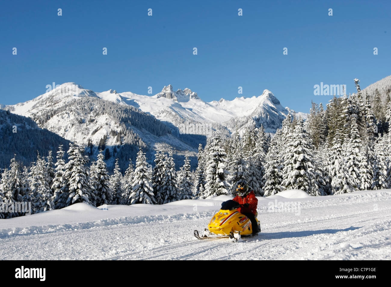 snowmobile tour in Whistler British Columbia Stock Photo - Alamy