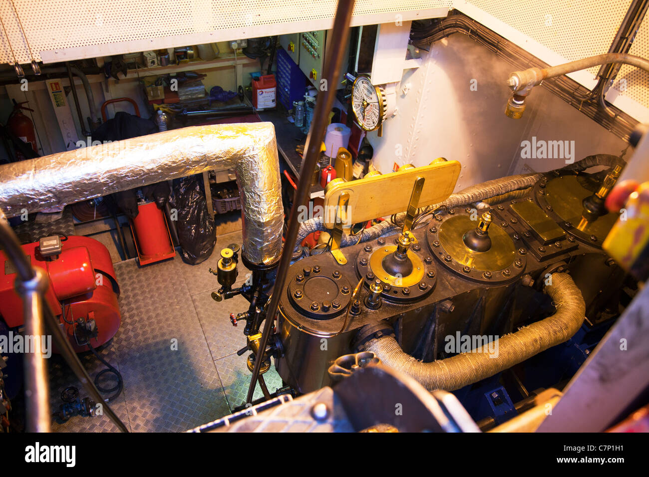 The oil fired engine of the Sir Walter Scott which was formerly a steam ...