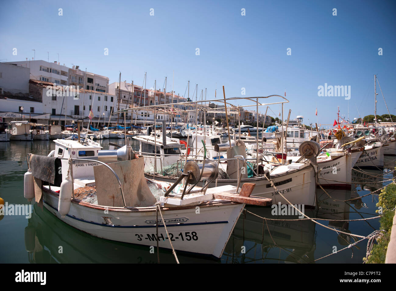 Ciutadella - Fishing boats docked in the port on Menorca / Minorca ...