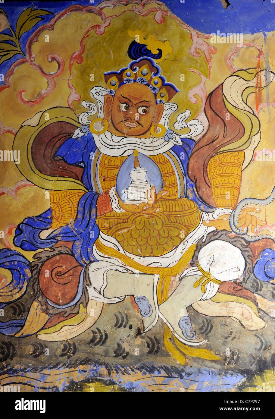 Mural painting of Virupaksha. Thikse Gompa, Monastery, Tikse, Tiksey ...