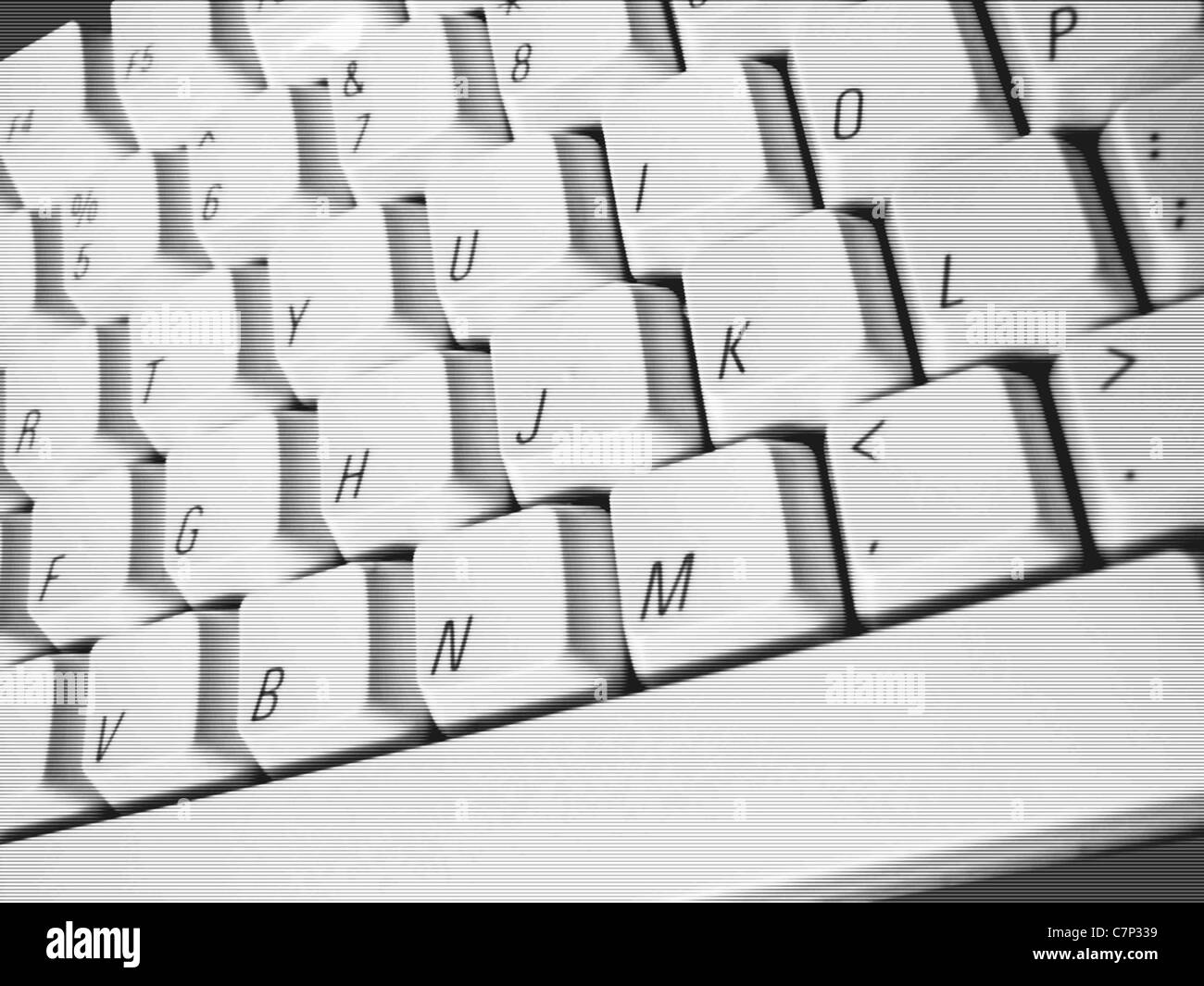 high contrast keyboard, with TV scan lines Stock Photo - Alamy