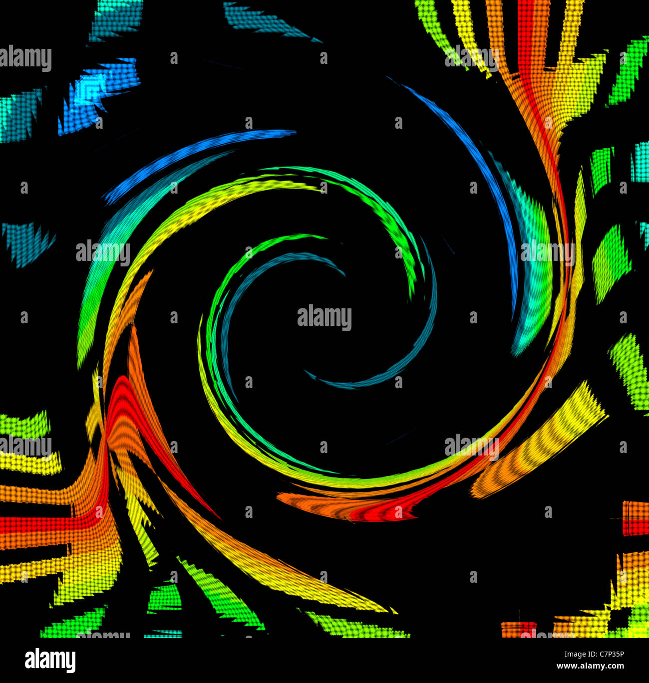 a rainbow twirl of of the color spectrum over black Stock Photo - Alamy