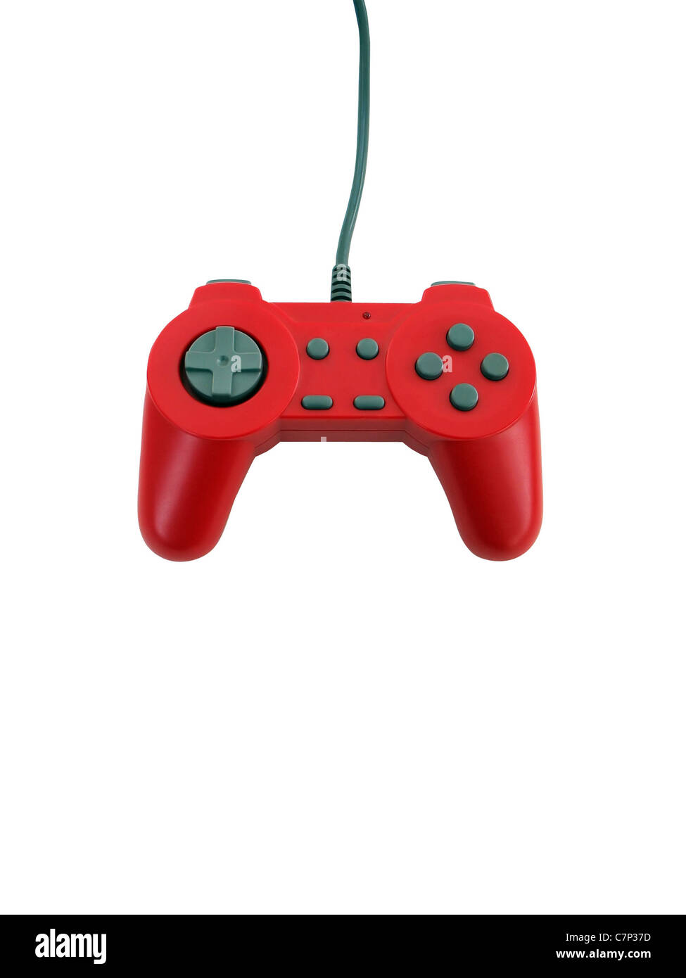 A red game controller isolated over white with plenty of copyspace ...