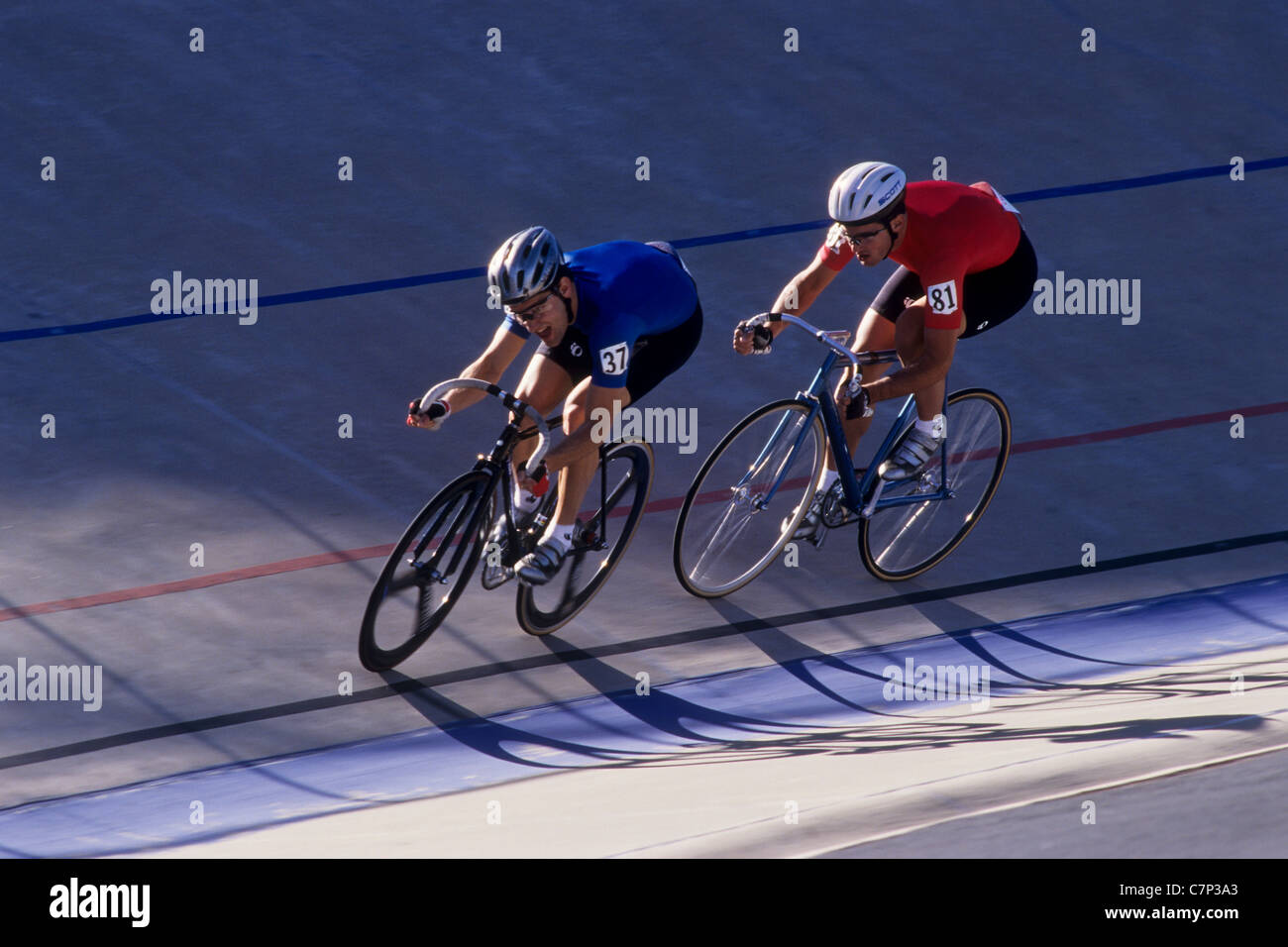 Male cyclist competing on the velodrome track Stock Photo - Alamy