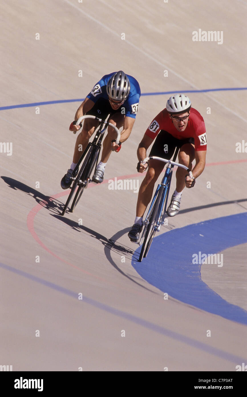 Male cyclist competing on the velodrome track Stock Photo - Alamy