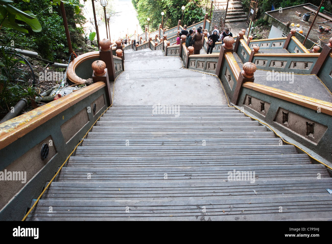 The steps up to the Batu Caves, a Hindu Shrine on the outskirts of ...