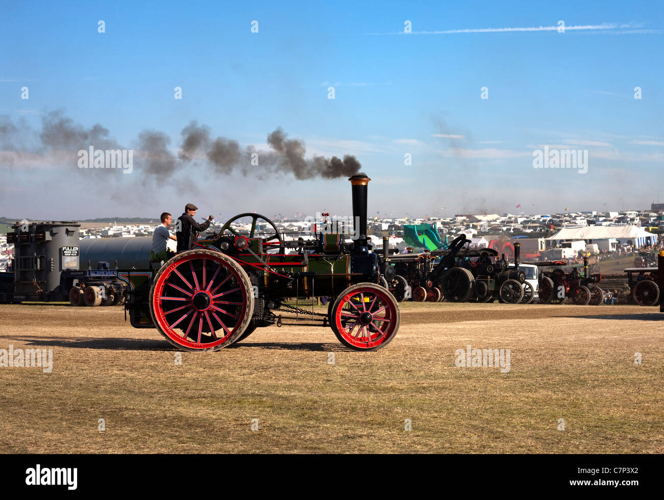 steam traction engine at the great dorset steam fair with blue sky ...