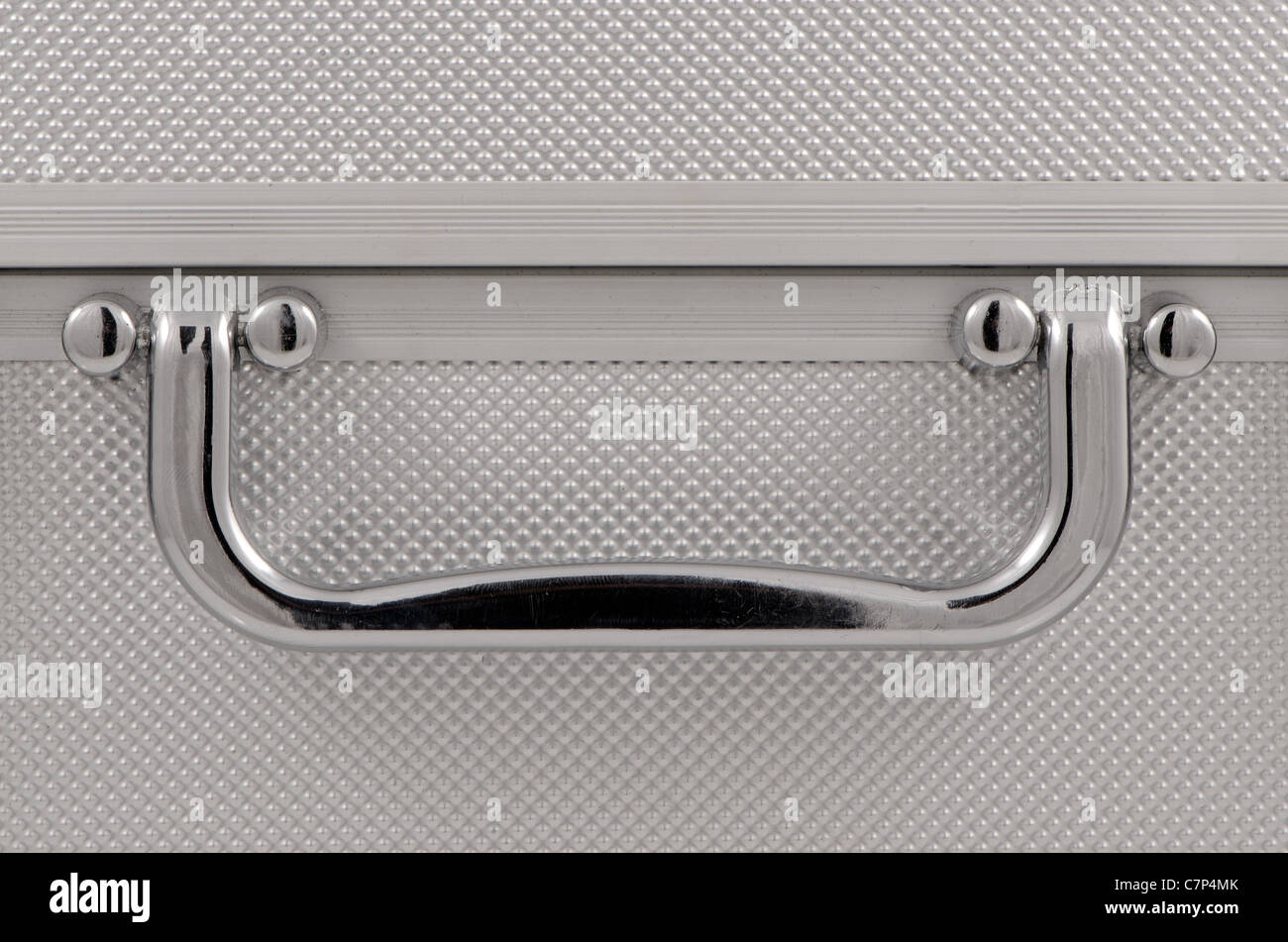Silver handle detail of an aluminum case Stock Photo - Alamy