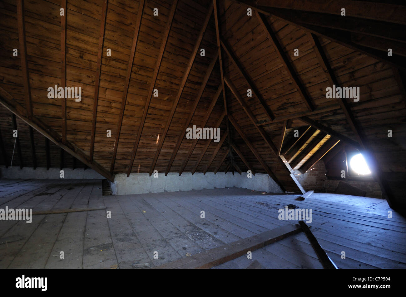 Inside of an old abandoned farm house in the middle of a field ...