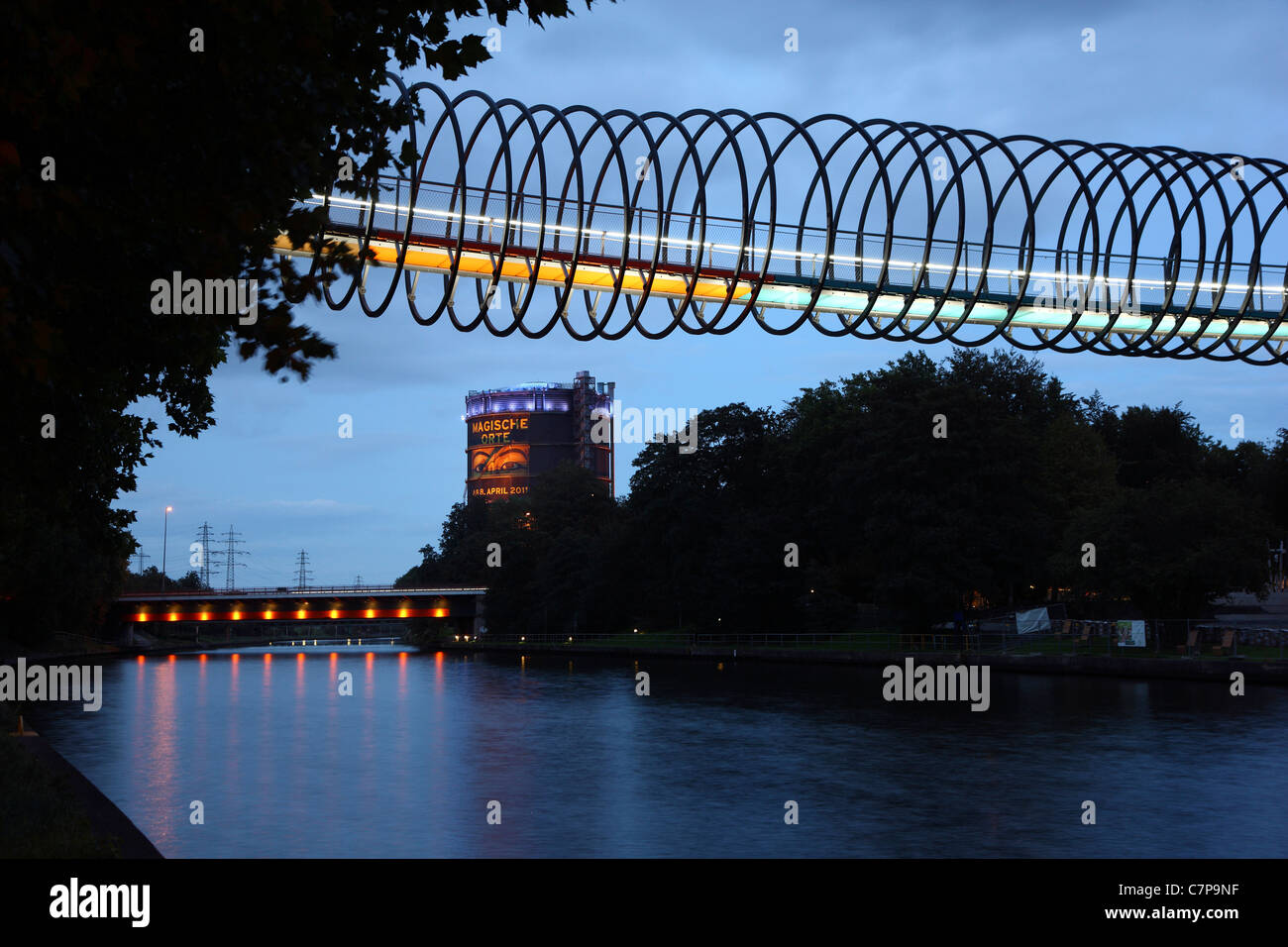 Spiral shaped footbridge. Called "Slinky Springs to Fame", crosses the ...