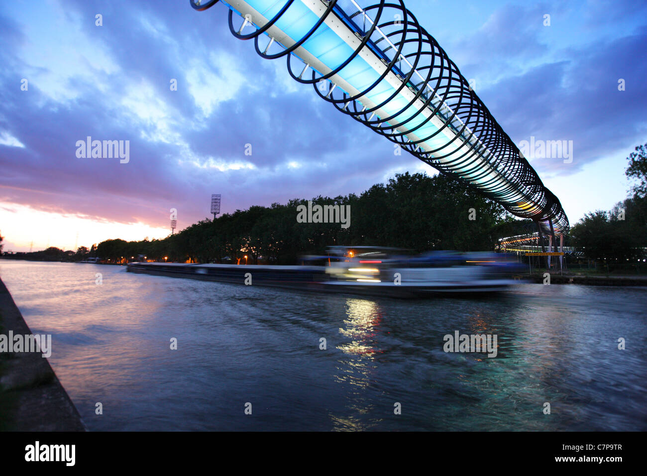 Spiral shaped footbridge. Called "Slinky Springs to Fame", crosses the ...
