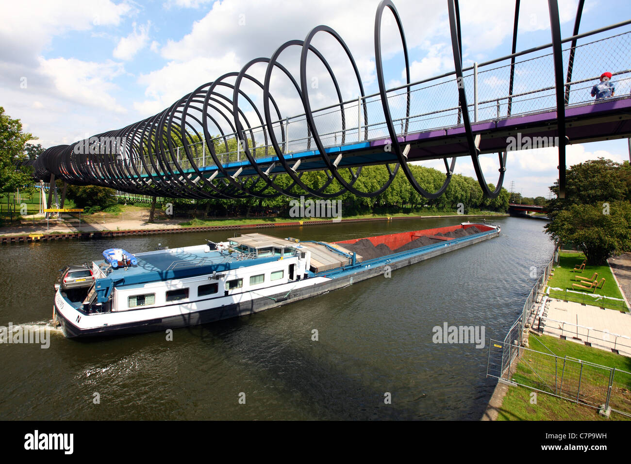Spiral shaped footbridge. Called "Slinky Springs to Fame", crosses the ...
