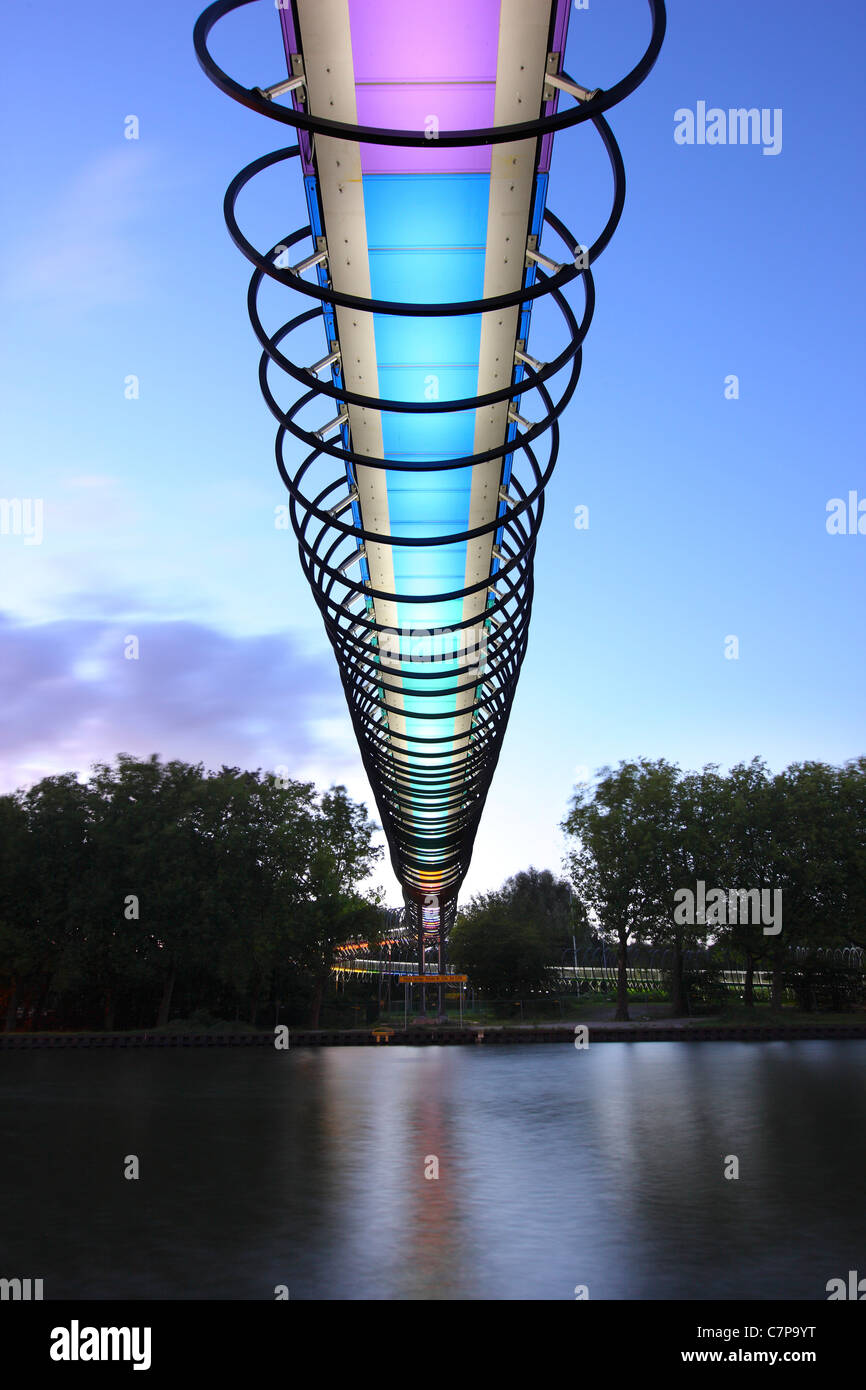 Spiral shaped footbridge. Called "Slinky Springs to Fame", crosses the ...