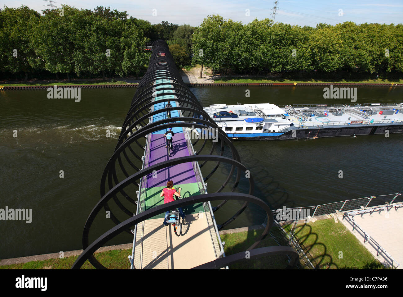 Spiral shaped footbridge. Called "Slinky Springs to Fame", crosses the ...