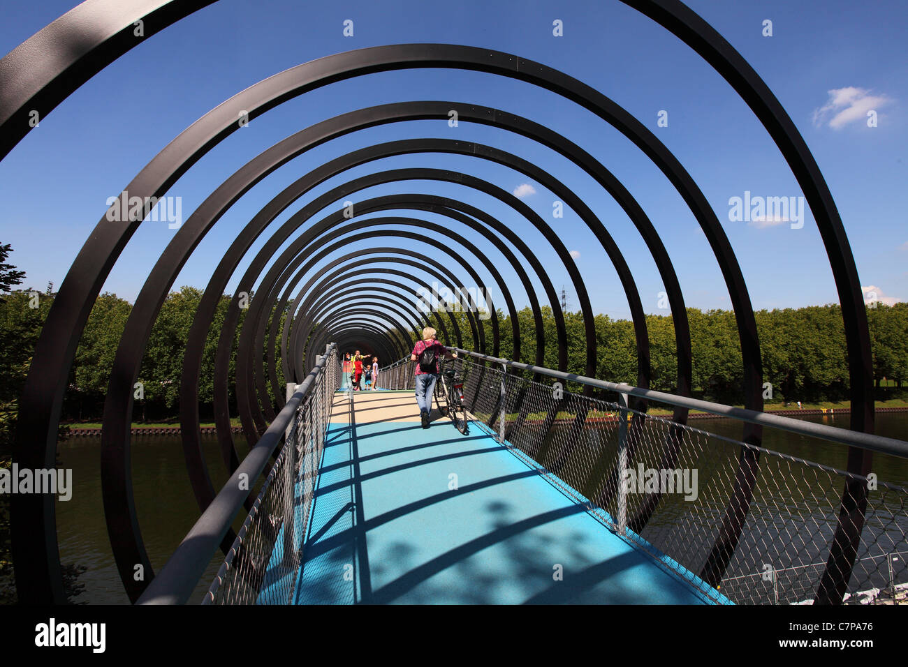 Spiral shaped footbridge. Called "Slinky Springs to Fame", crosses the ...