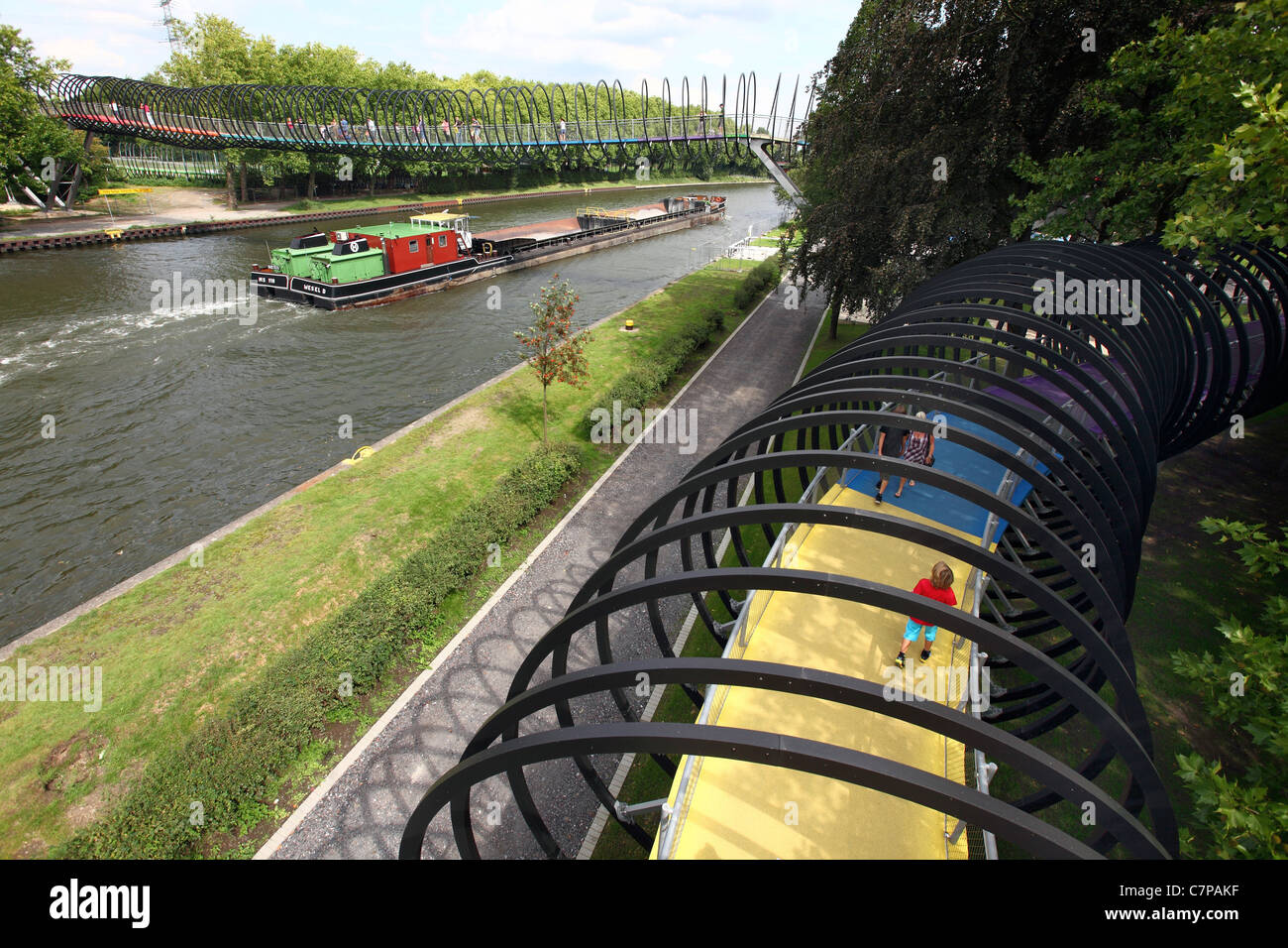 Spiral shaped footbridge. Called "Slinky Springs to Fame", crosses the ...